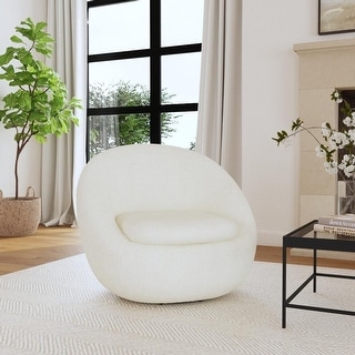 HomePop Round Barrel Shape Swivel Chair-White Sherpa - Bed Bath ...