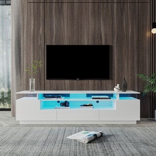 Modern TV Stand Adjustable Led System TV Stand Sturdy MDF and Tempered ...