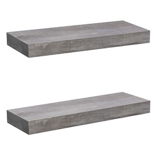 Floating Shelf Set Rustic Wood Hanging Rectangle Wall Shelves (2-Pack ...