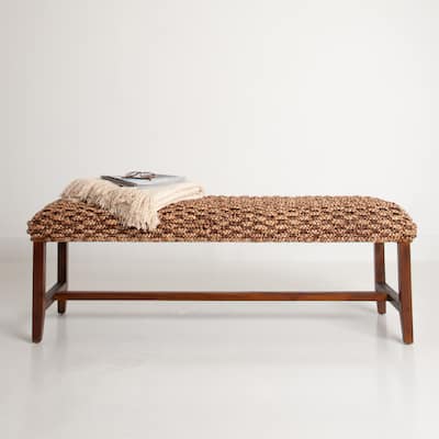 Natural Water Hyacinth Woven Entryway Bench by East at Main - Overstock ...