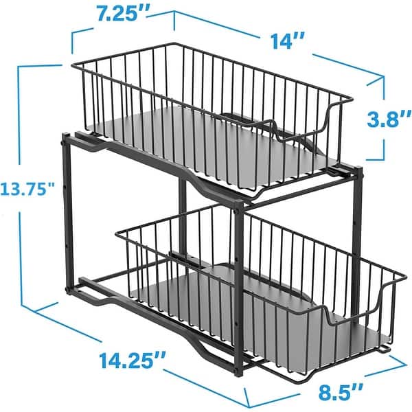 Stackable 2-Tier Under Sink Cabinet Organizer with Sliding Storage ...
