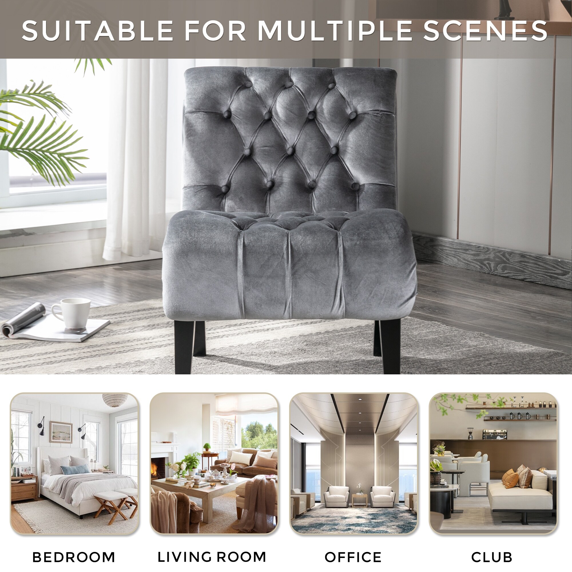 Silver velvet bedroom chair store