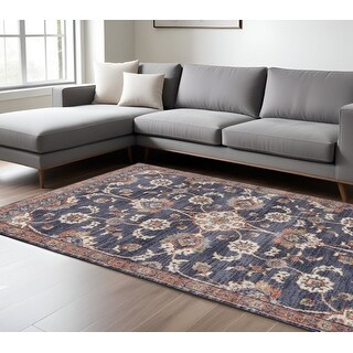 HomeRoots 9' X 12' Ivory And Orange Floral Area Rug - 9' x 12' - Bed ...