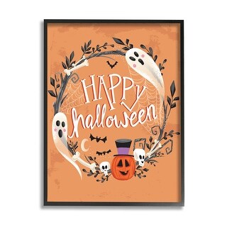 Stupell Happy Haunts Halloween Wreath Framed Giclee Art, Design by ...