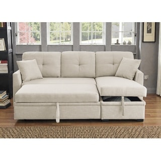Modular Sleeper Sectional Sofa with Pull-Out Bed, Hidden Storage ...