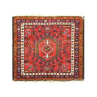 Canvello 1950s Semi-Antique Karajeh Small Red Rugs - 1'9" x 1'10" - Red ...