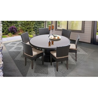 Napa 60 Inch Outdoor Patio Dining Table with 6 Armless Chairs - Bed ...
