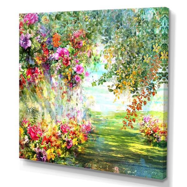 Designart "Multicolor Spring Flowers Impression VI" Traditional Canvas ...