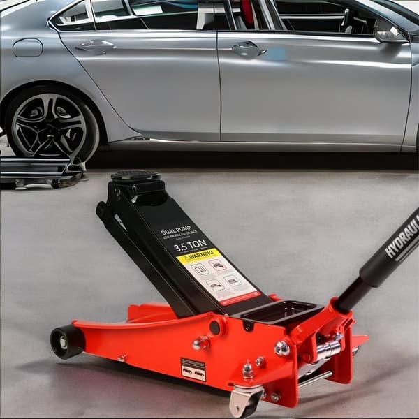 Floor Jack w/ Pistons Quick Lift Pump and Lifting Range 4" to 21" - N/A ...