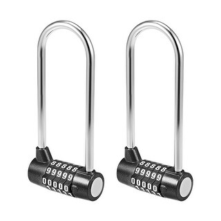 5-Digit Combination Padlock 7mm Steel Shackle Resettable Lock 2Pcs ...