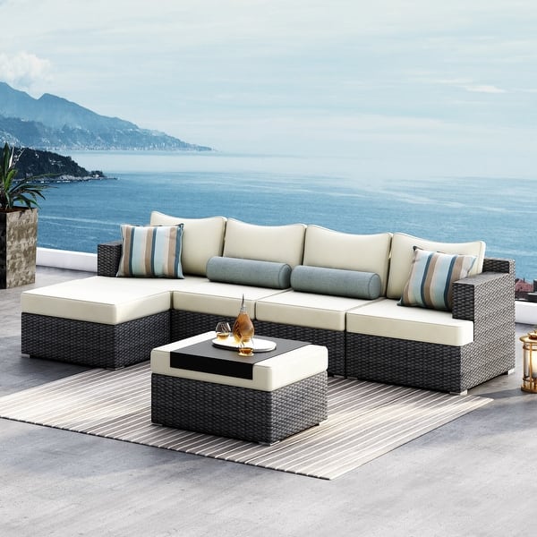 Corvus Yolanda 6-piece Sectional Conversation Sofa Set with Sunbrella ...