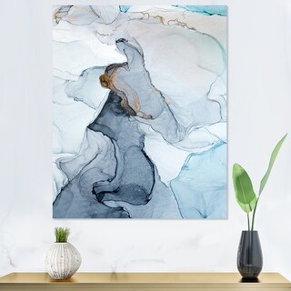 Designart "Grey Meets Blue Marble Art Ripples" Abstract Canvas Wall Art ...