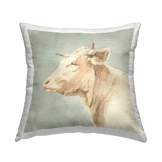 Stupell White Cattle Portrait Printed Outdoor Throw Pillow Design by ...