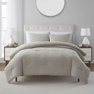 Tahari Home Luna Taupe Medallion Cotton Clip Jacquard Comforter Set ...