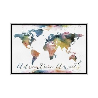 iCanvas "World Map Adventure Awaits" by WallDecorAddict Framed - Bed ...