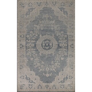Blue Gray Moroccan Oriental Area Rug Hand-Knotted Wool Carpet - 5'0" x ...