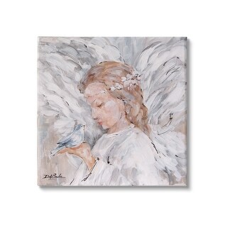 Stupell Angel Holding Blue Bird Traditional Portrait Open Wings Canvas ...