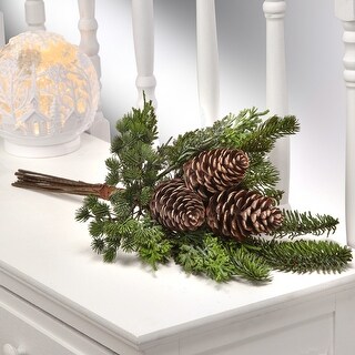 20" Natural Touch Pine/Spruce W/Pinecones Bundle - Green Brown - Bed ...
