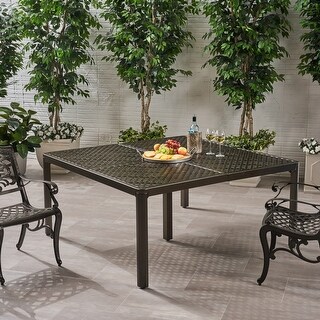 Outdoor Aluminum Dining Table with Woven Accents and Traditional ...