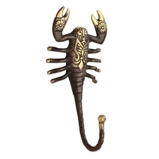 NOVICA Golden Scorpion, Bronze wall hook - Bed Bath & Beyond - 33850997