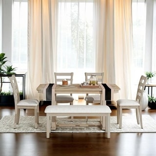 6-Piece Rubber Wood Dining Table Set with Beautiful Wood Grain Pattern ...