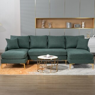 U-shape Sectional Sofa with Chaise and Ottoman for Living Room - Bed ...