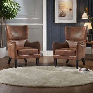 Polyester High-Back Wingback Arm Chairs with Nailhead Trim, Pocket ...