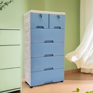 6-Drawer Storage Cabinet Plastic Storage Dresser Bedroom Storage Chest ...