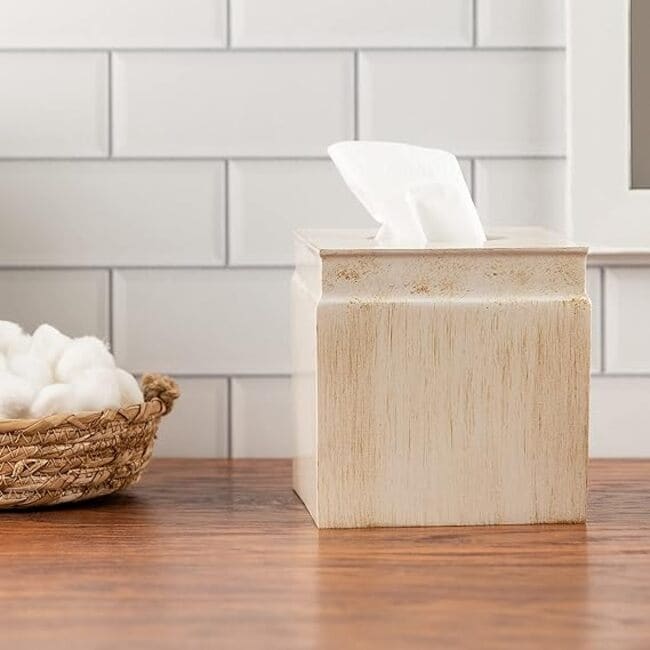 Creative Scents Rustic Luxe Beige Square Tissue Box Cover Rustic Luxe Rustic Luxe