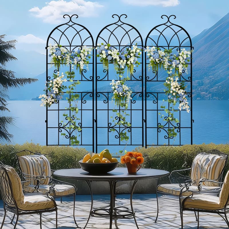 3 Pack Metal Trellis, 87 Inch Garden Trellis, Rustproof Iron Trellis ...