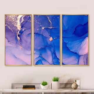 Designart "Blue And Pink Marble Ink Clouds IV" Modern Framed Art Prints ...