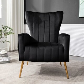 Kaleigh 27.56"W Velvet Sofa Chair with Metal Legs,Black - Bed Bath ...