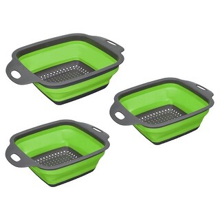 Collapsible Colander Set, 3 Pcs Silicone Foldable Strainer Green - 29cm ...