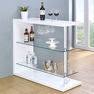 Modern Glossy White Bar Unit with Glass Shelves - Bed Bath & Beyond ...