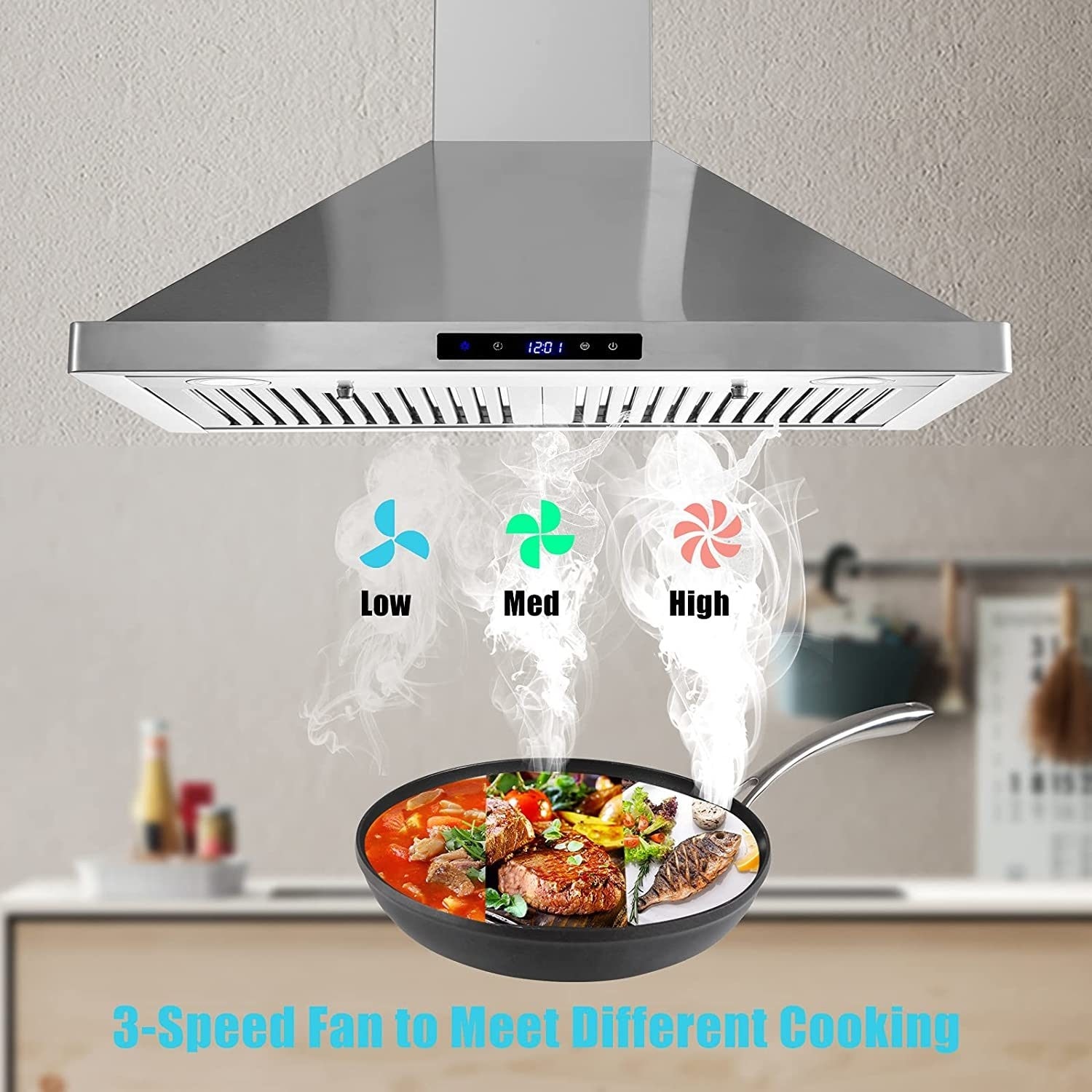450 CFM Smart Ducted Insert Range Hood with Push Button and Removable ...