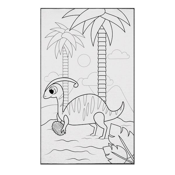 Dinosaur Coloring Rug Tablecloth Poster Washable Markers ...