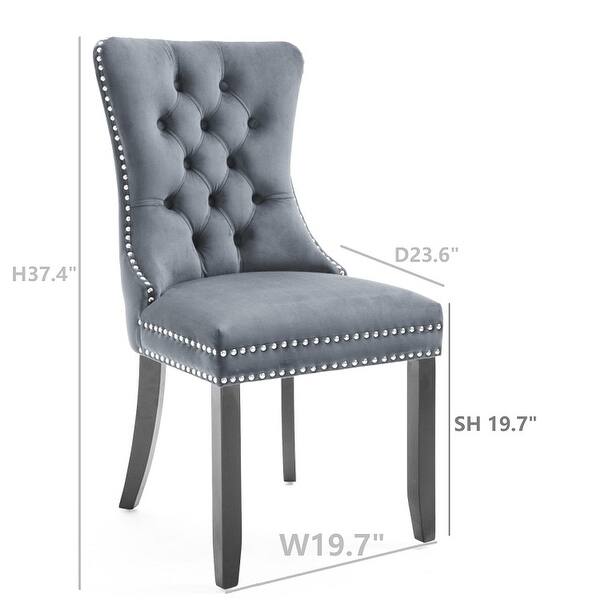 High-end Tufted Solid Wood Upholstered Blue Dining Chair - Bed Bath ...