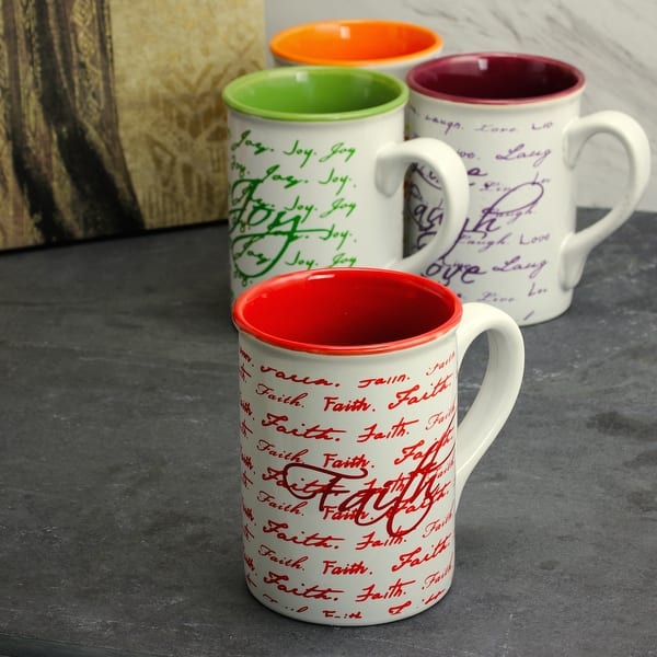 Gibson Inspirational Words 16 oz Mug 4 Assorted Designs Decorated - Bed ...