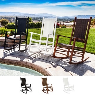 Hampton Genuine Hardwood Rocking Chair with Weather-Resistant Woven ...