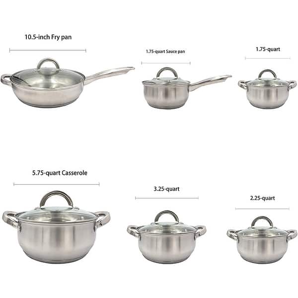 Heim Concept 12-Piece Stainless Steel Cookware Sets with Glass Lid ...