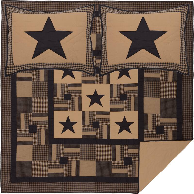 Black Check Star Quilt Set - Overstock - 26275303