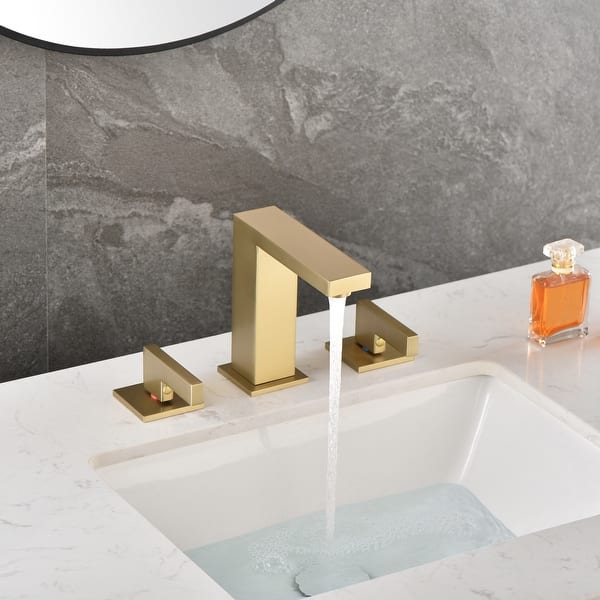SUMERAIN Brushed Gold 8 Inch Widespread Lavatory Bathroom Faucet Solid ...