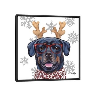iCanvas "Christmas Rottweiler" by Hippie Hound Studios Framed - Bed ...