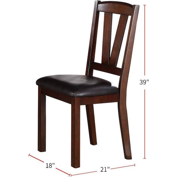 Modern Traditiona Wood V Shape Back Dining Chairs Kitchen, Faux Leather ...