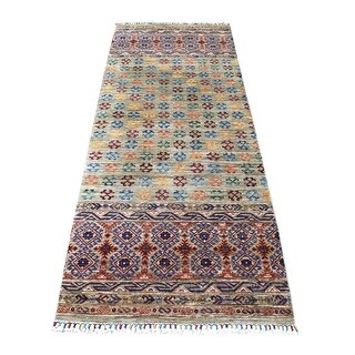 Shahbanu Rugs Gray With Colorful Tassles Super Kazak Khorjin Design ...