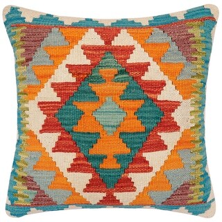 Rustic Dent Turkish Hand-Woven Kilim Pillow - 18'' x 18'' - Bed Bath ...