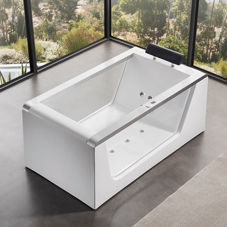 5 ft Clear Rectangular Acrylic Whirlpool Bathtub - White - Bed Bath ...