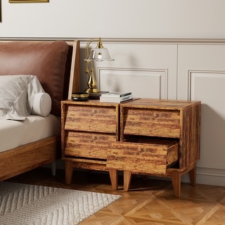 Set of 2 Nightstands Bevel Side Table Snack Tables Behind Couch Table ...