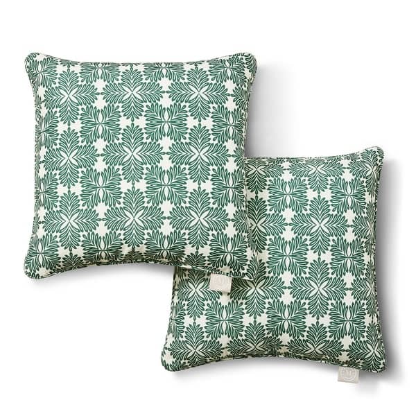 MARTHA STEWART Tulum Indoor Outdoor Pillow 2-Pack Set, Green, 18"x18 ...