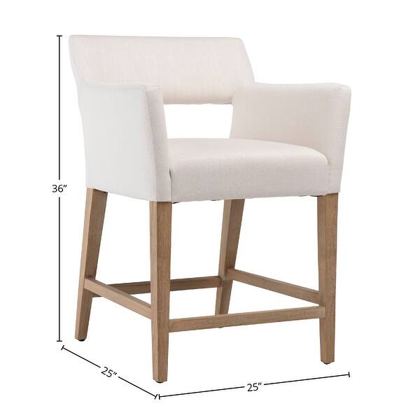 Bennett White Linen Narrow Track Arm Dining Counter Stool with Cut out ...